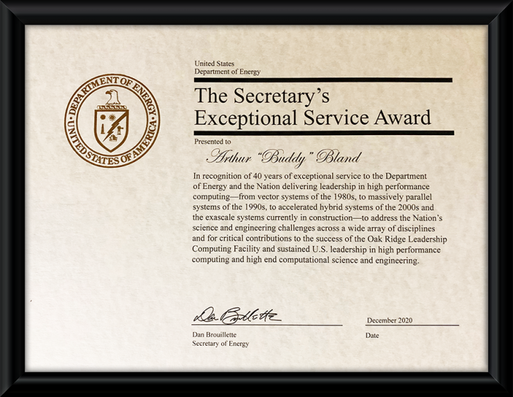 OLCF’s Buddy Bland Earns DOE Secretary of Energy Exceptional Service ...